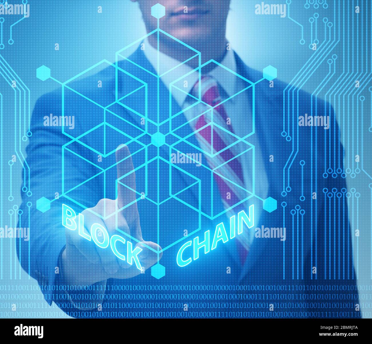 The young businessman in innovative blockchain concept Stock Photo - Alamy