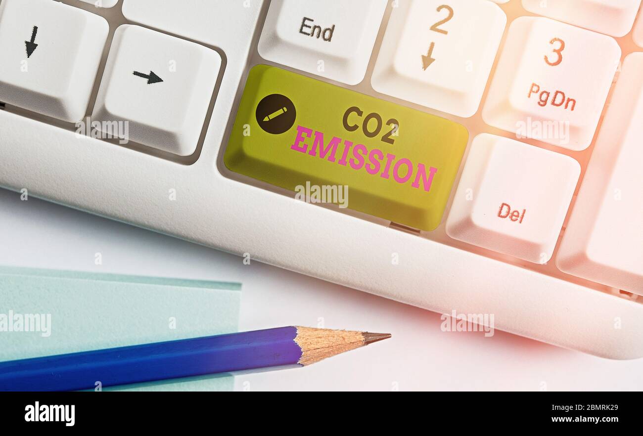 Conceptual hand writing showing Co2 Emission. Concept meaning Releasing ...
