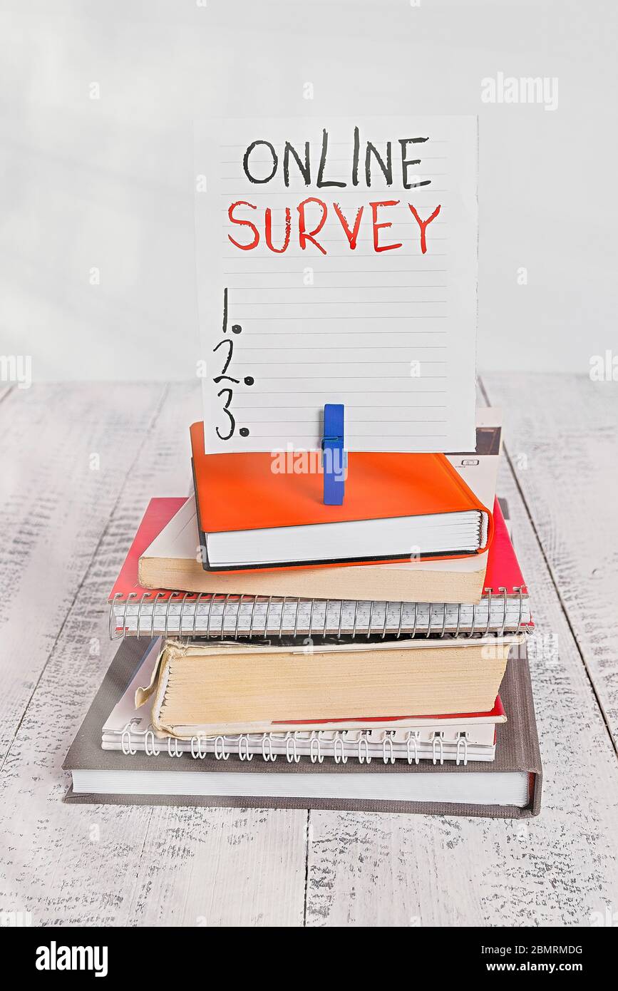 Word writing text Online Survey. Business photo showcasing Reappraisal ...