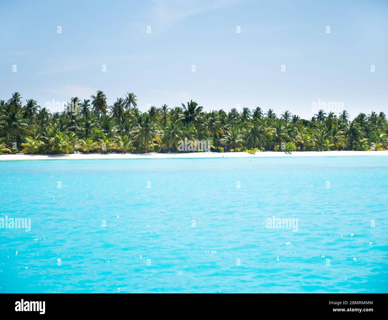 Beautiful Tropical Maldives Island with Palm Trees and Beach with White ...