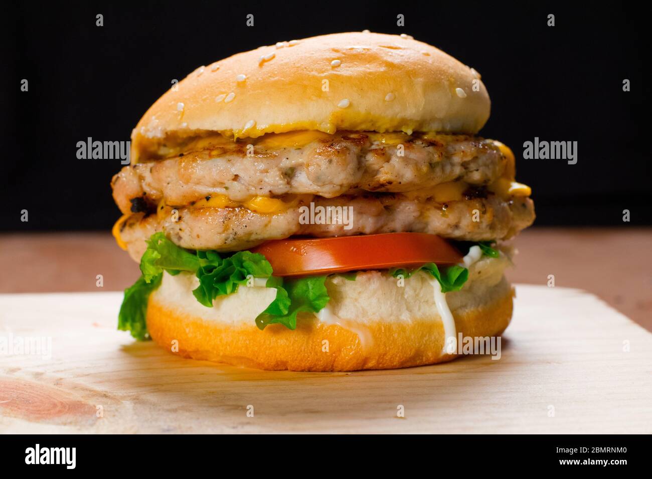 Double crispy chicken burger hi-res stock photography and images - Alamy