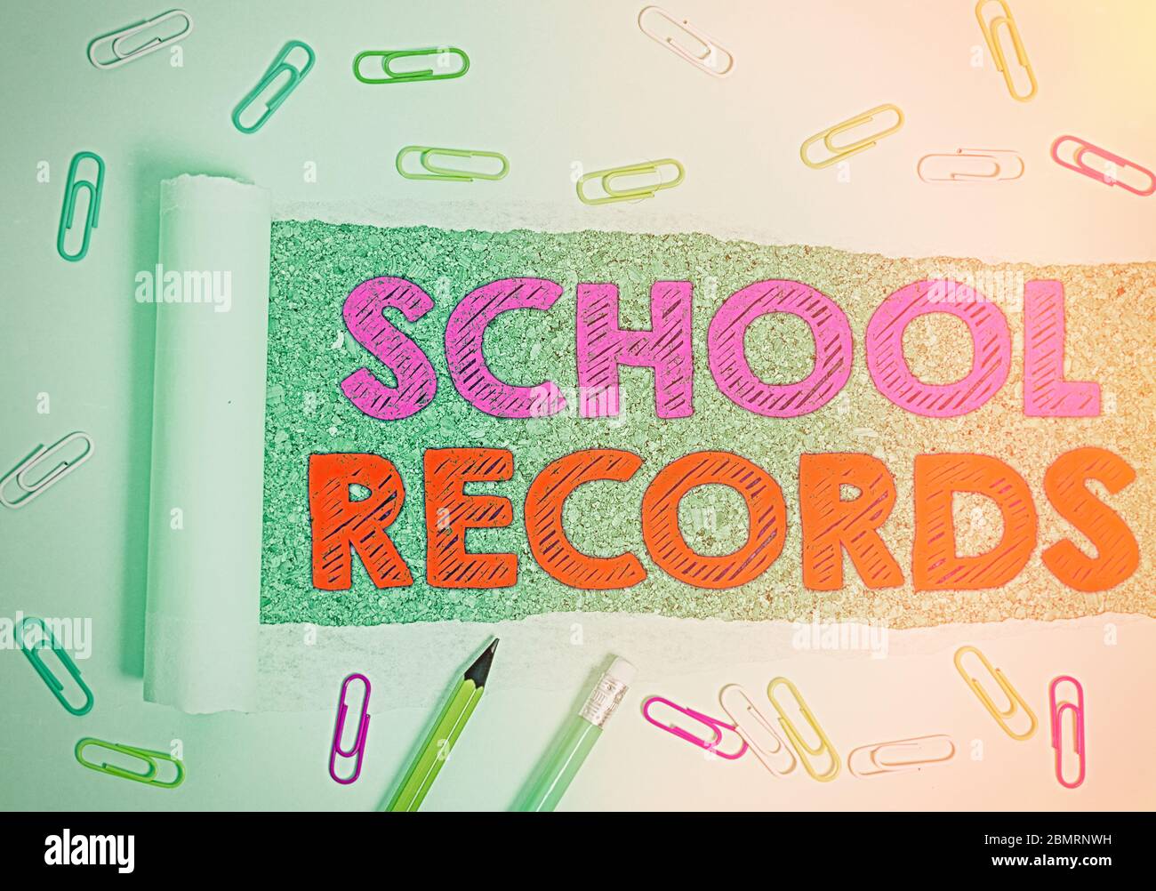 Writing note showing School Records. Business concept for Information ...