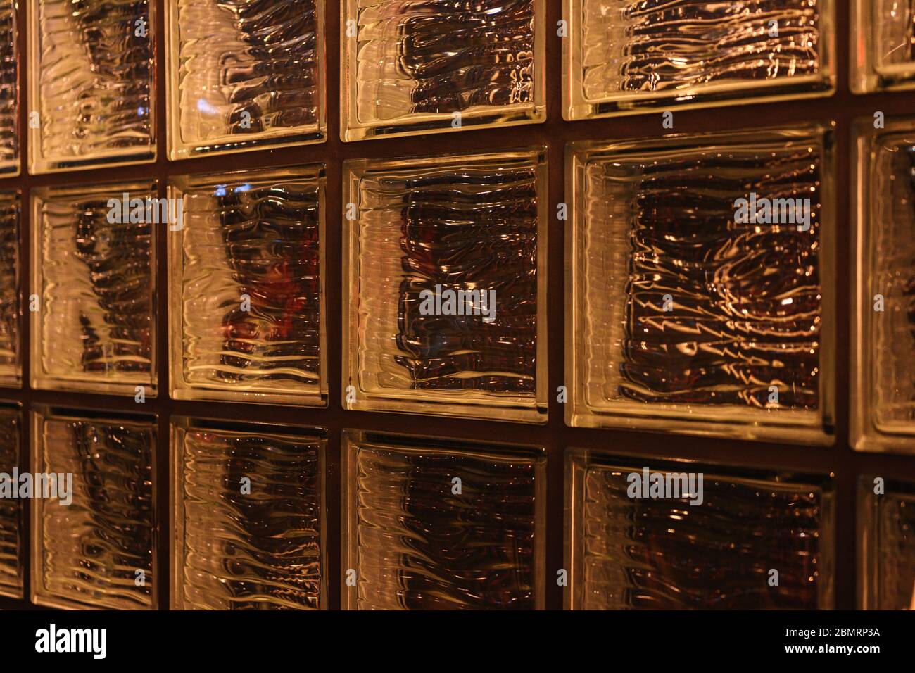 The perspective of a window of glass in the form of many square blocks ...