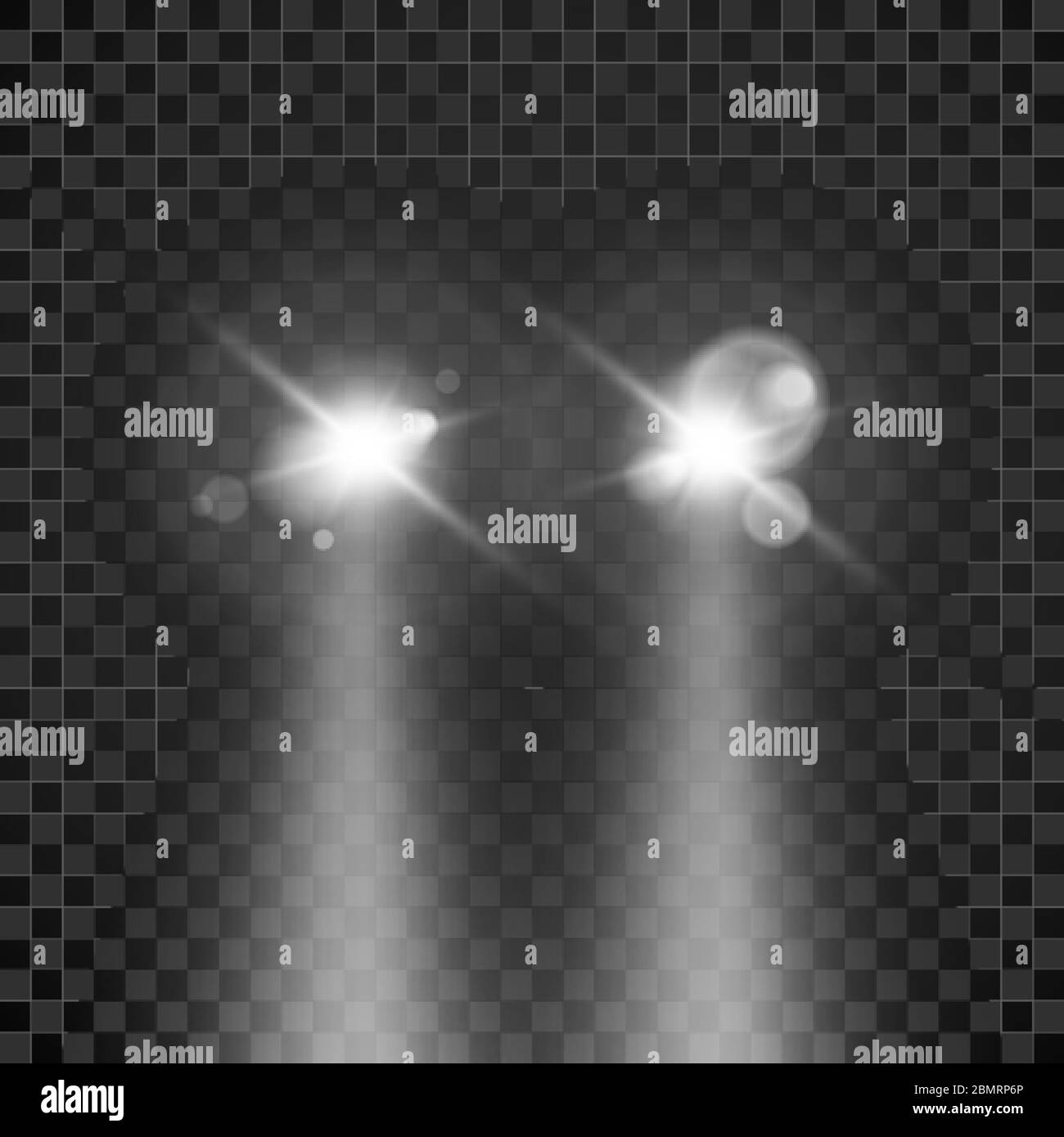 Vehicle headlight. Front view beam of lights. Vector illustration ...
