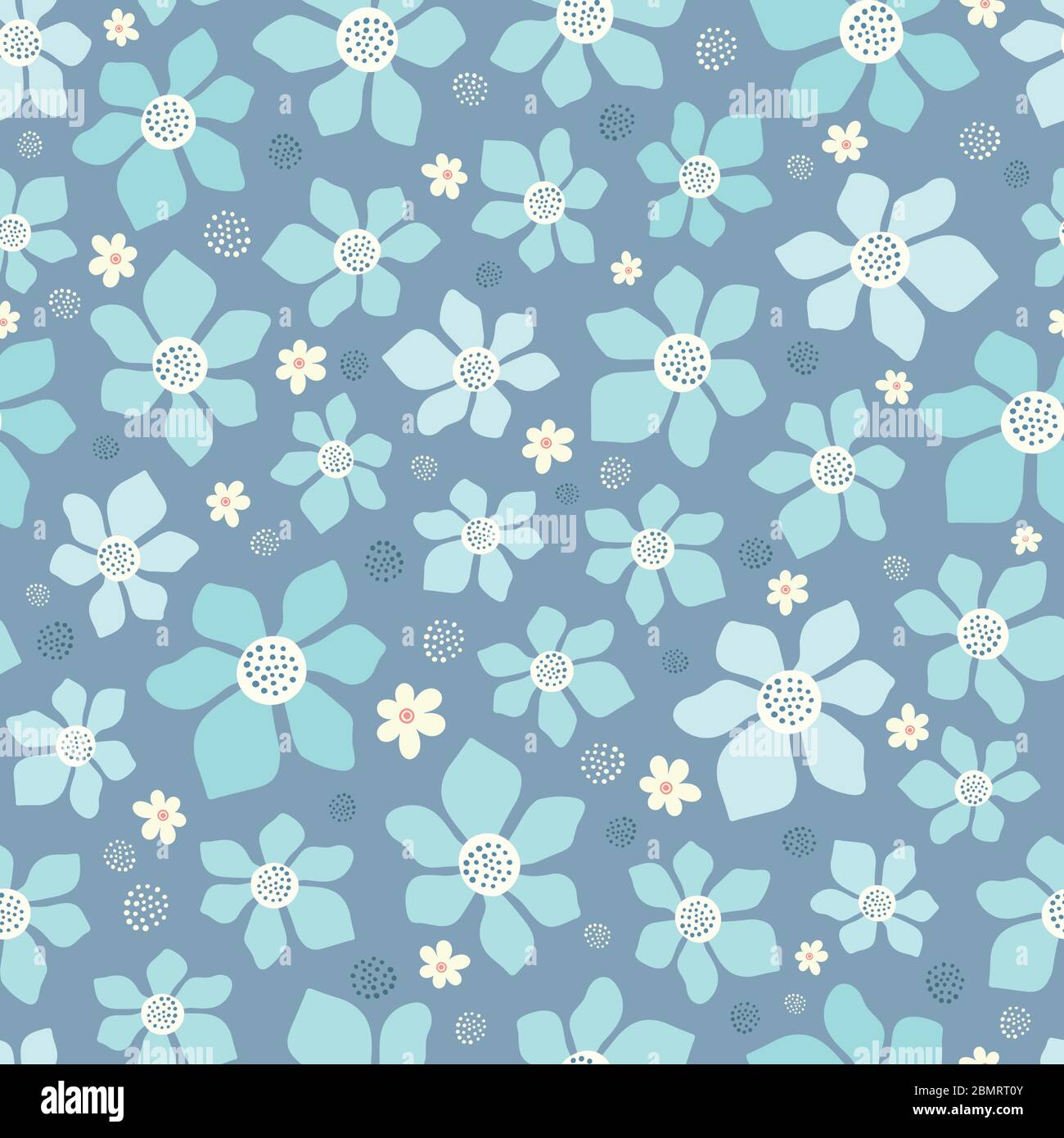 Floral pattern background. Vector seamless repeat of flowers in blue ...