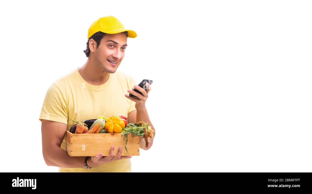 The concept of shopping delivery isolated on white background Stock ...