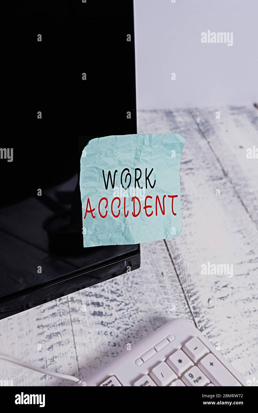 Text sign showing Work Accident. Business photo text Mistake Injury ...