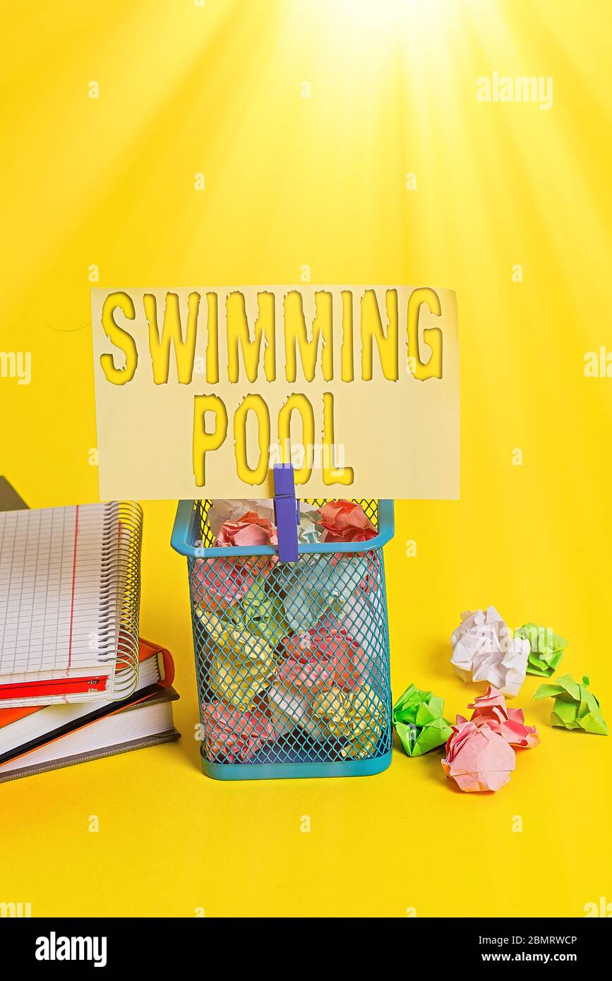 Writing note showing Swimming Pool. Business concept for Structure ...