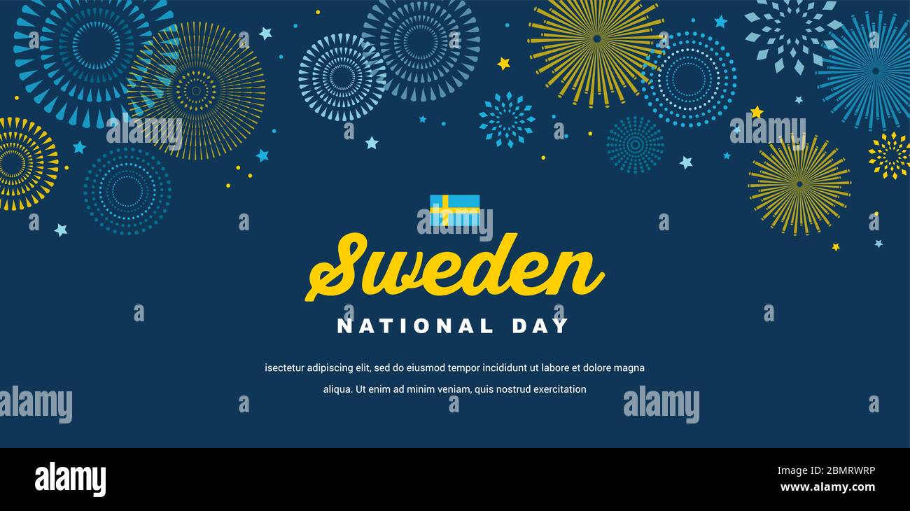 Celebrate banner of the national day of Sweden. Happy independence day ...