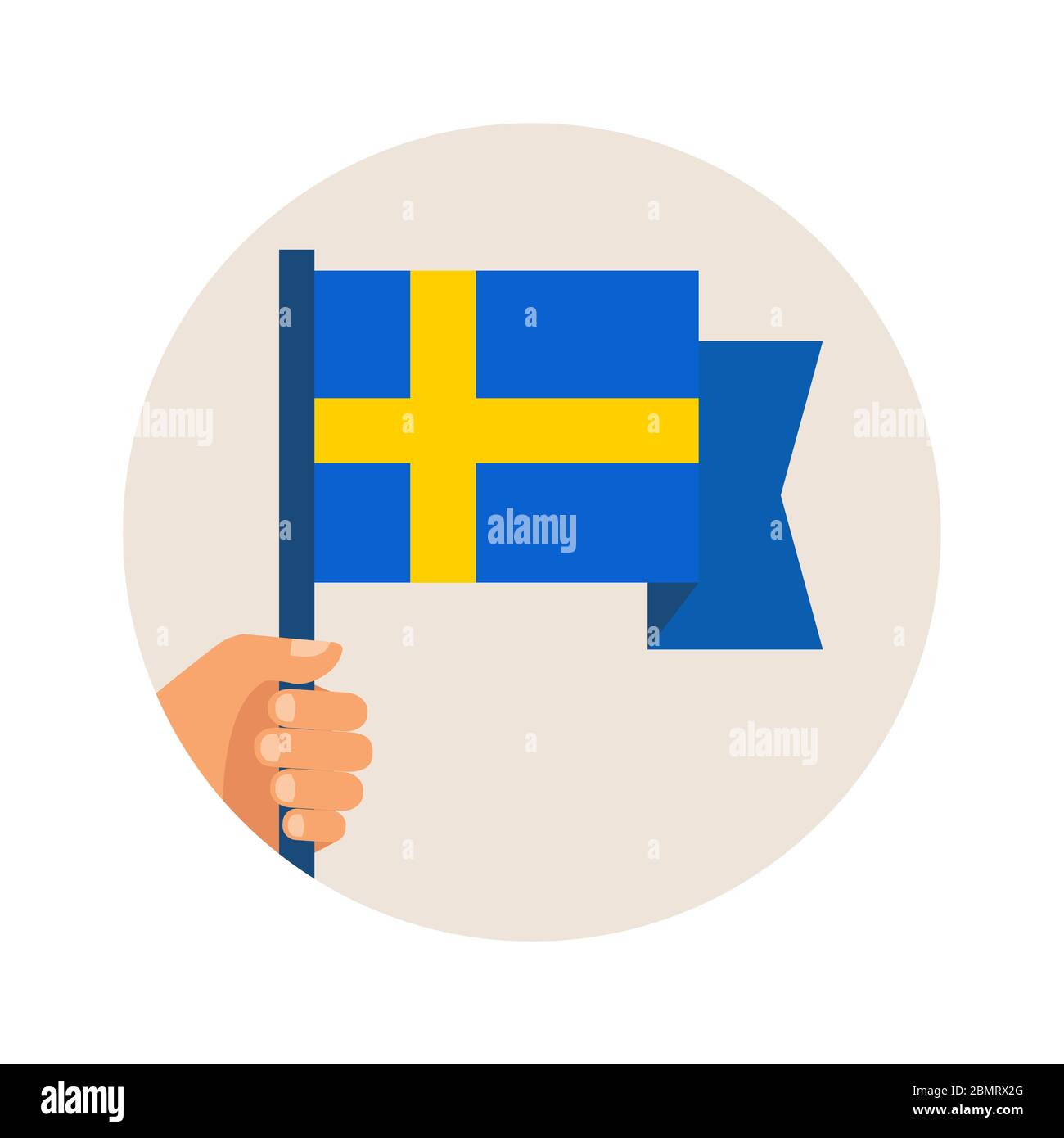 National Day of Sweden, independence day. hand holding a Swedish flag ...