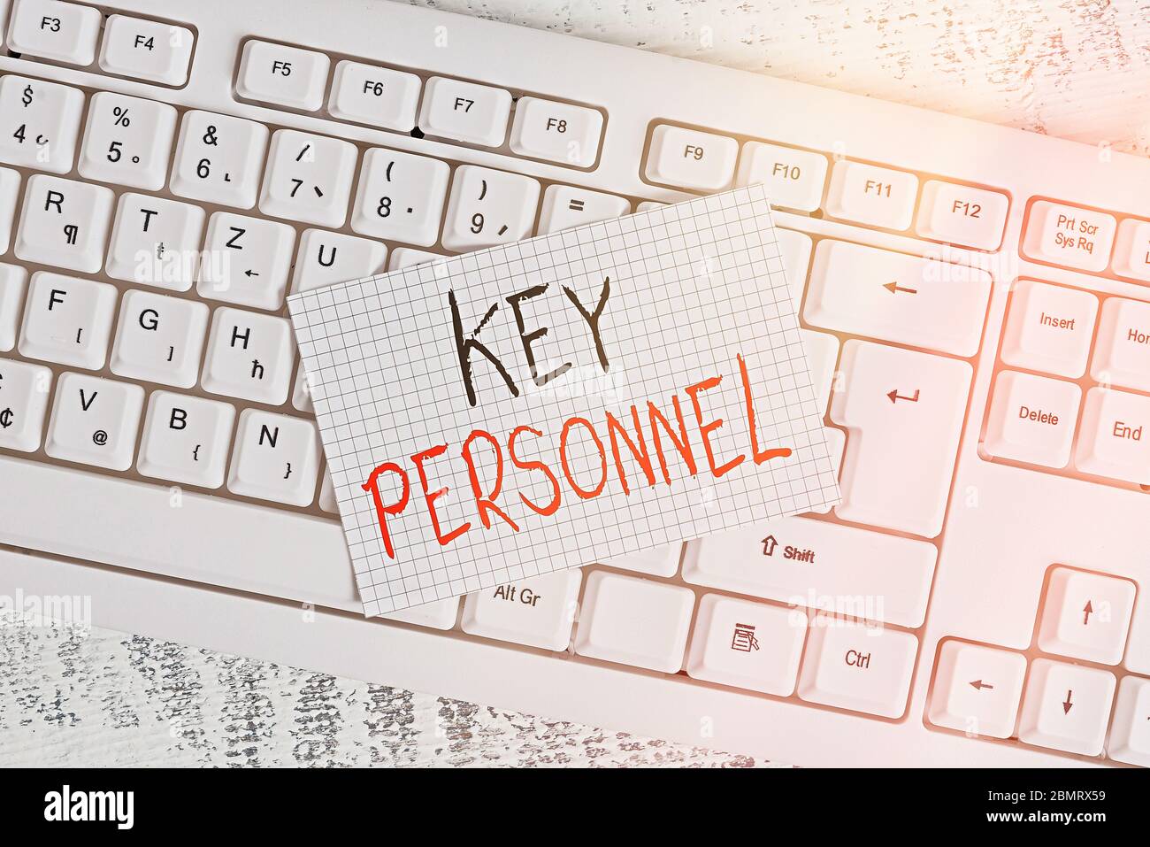 Writing note showing Key Personnel. Business concept for Program ...