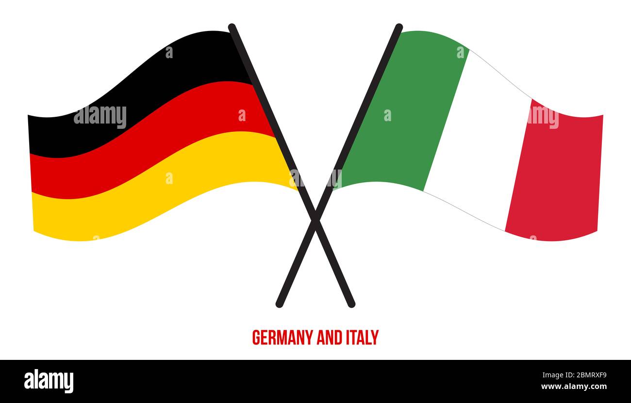 Germany and Italy Flags Crossed And Waving Flat Style. Official ...