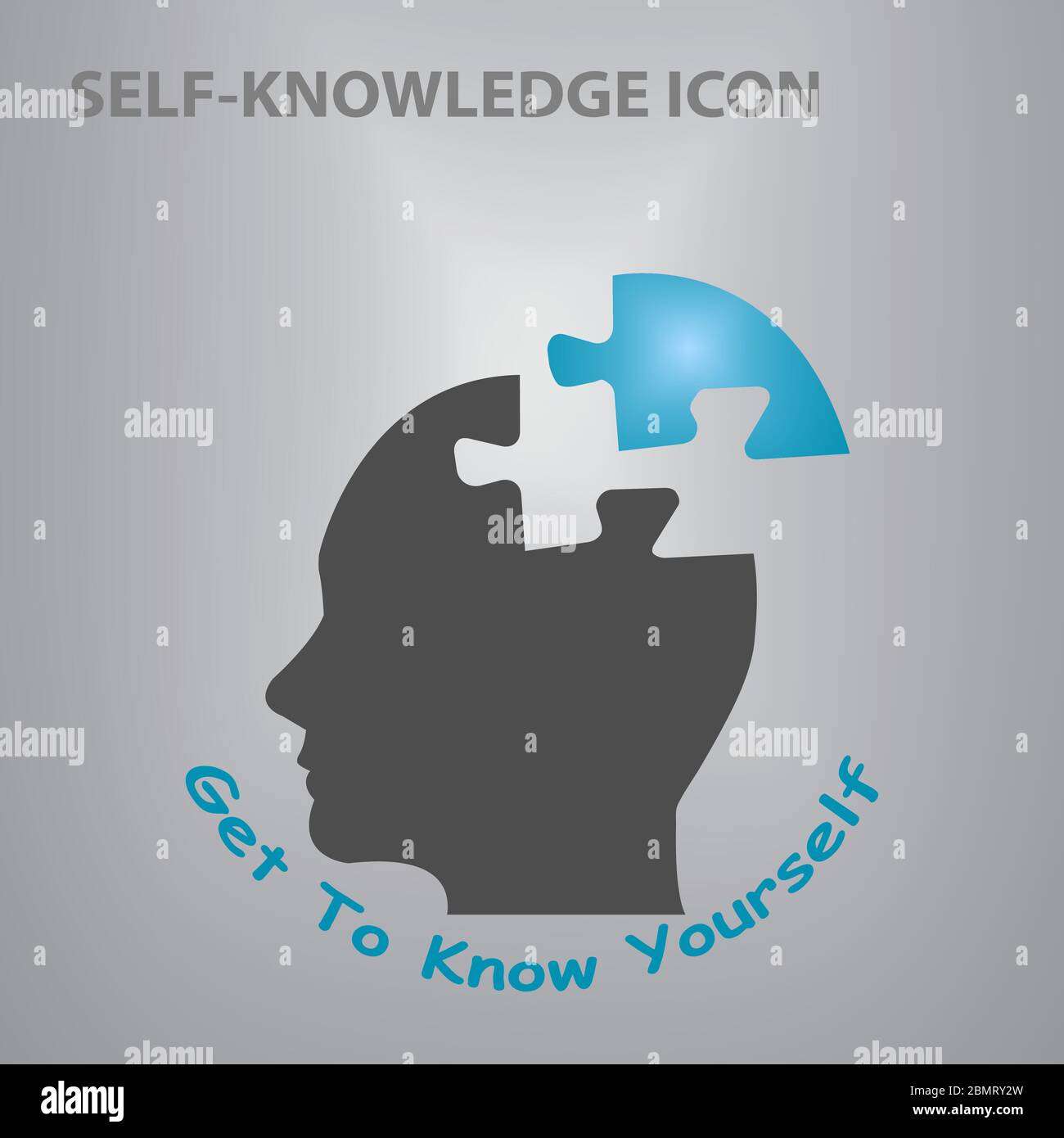 Silhouette of puzzle head of man showing Get To Know Yourself concept ...