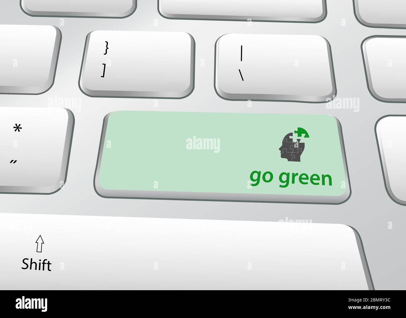 Go Green Ecology Concept . PC keyboard with green button with the ...
