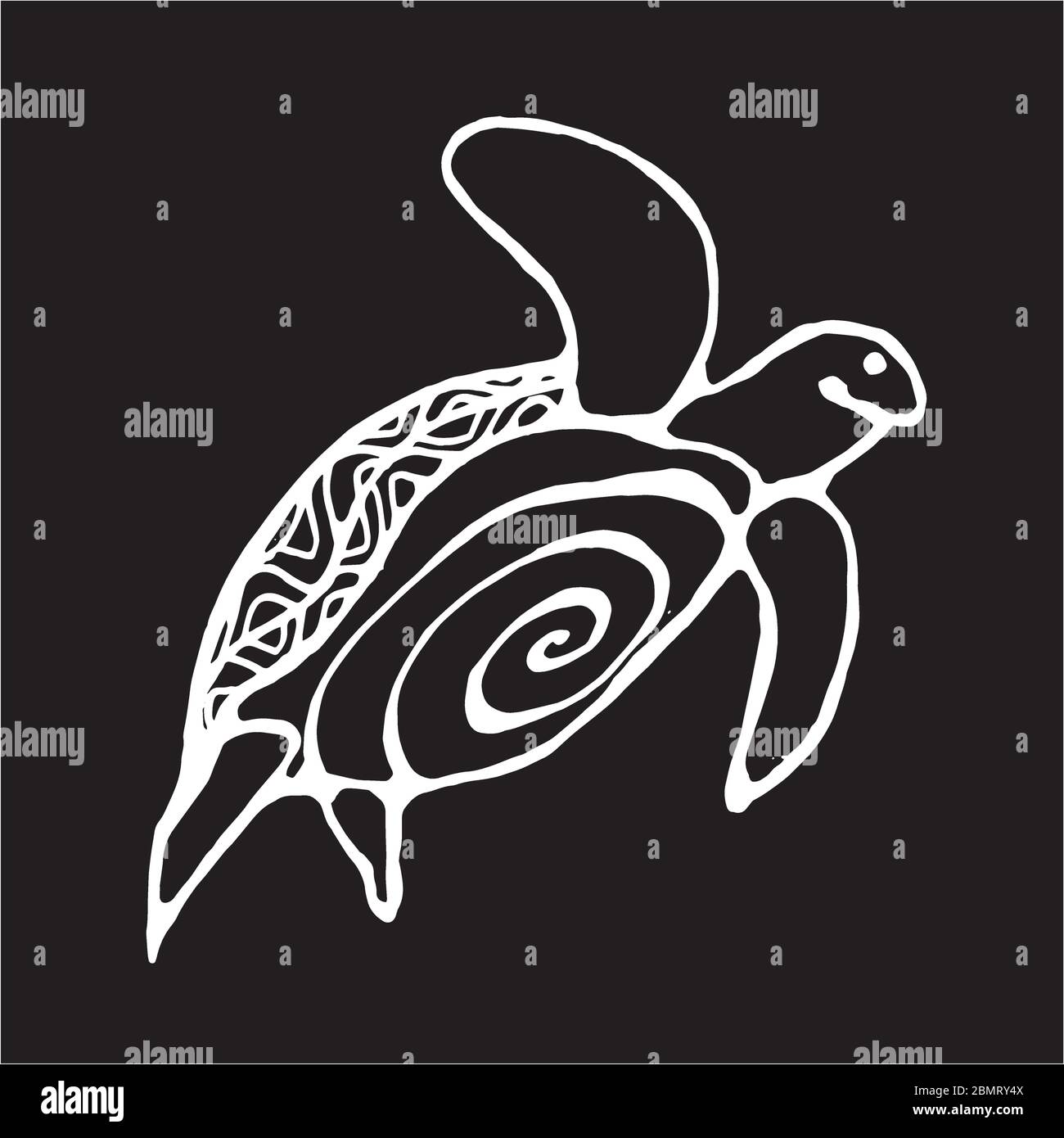 Illustration of a wise tortoise. Swimming turtle in motion with ...