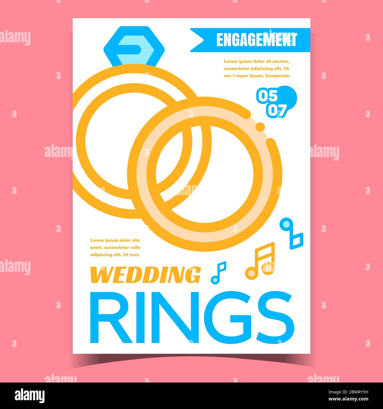 Wedding Rings Creative Advertising Banner Vector Illustration Stock ...