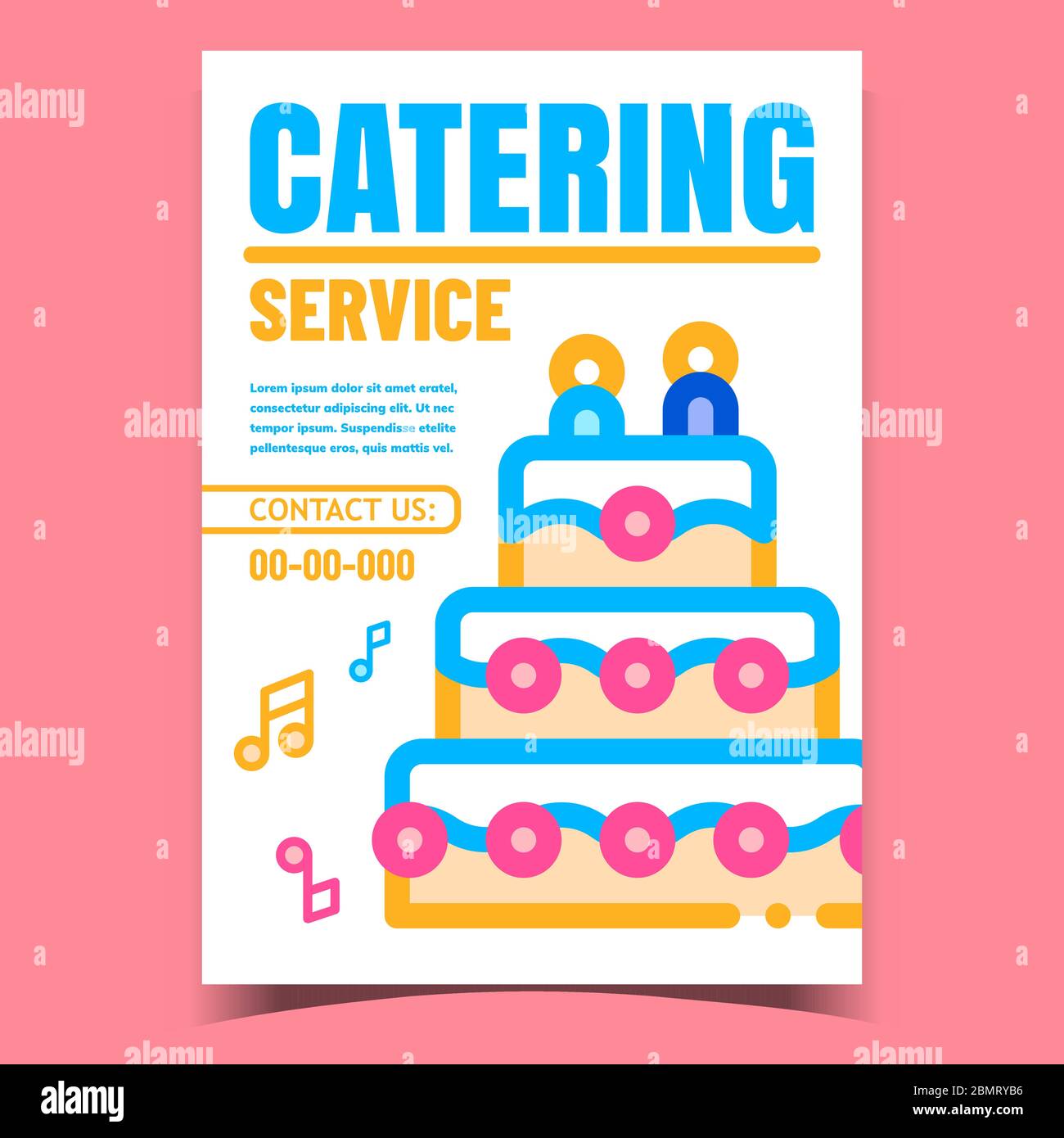 Catering Service Creative Advertise Poster Vector Illustration Stock ...