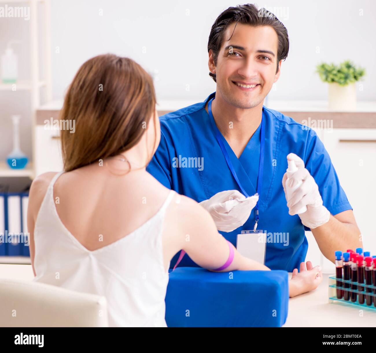 The young patient during blood test sampling procedure Stock Photo - Alamy