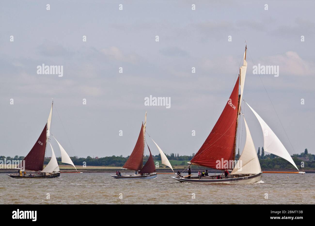 Three Essex oyster smacks in full sail; CK348 My Alice, MN69 Martha II ...