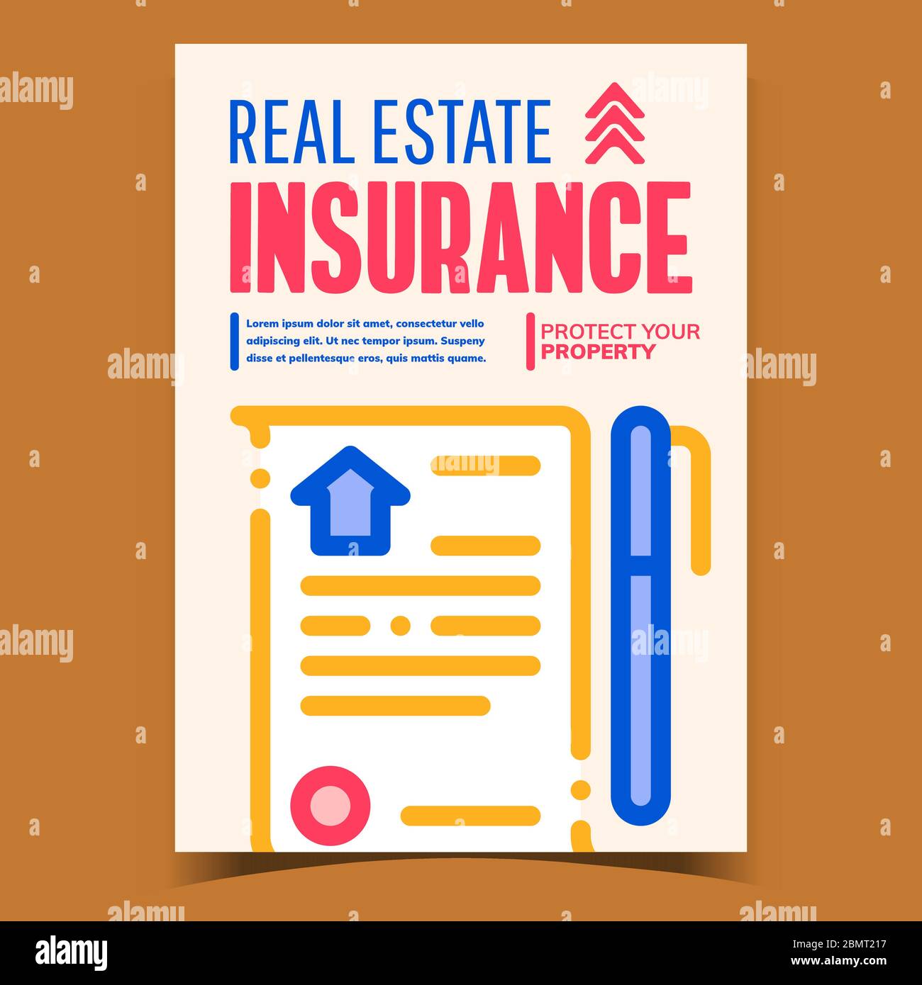 Real Estate Insurance Advertising Poster Vector Illustration Stock ...