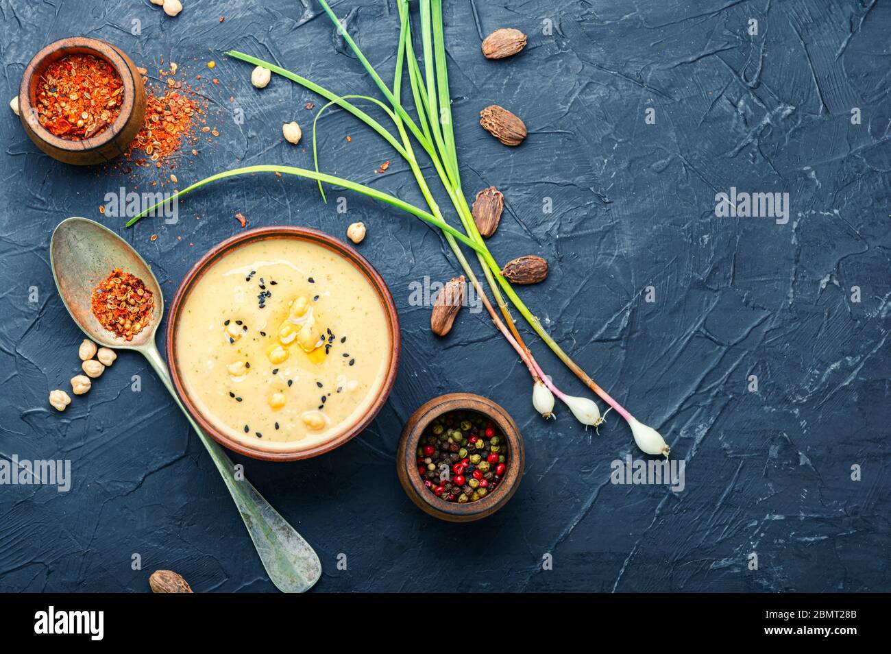 Hummus, a cold appetizer of chickpeas puree. Popular Middle Eastern ...