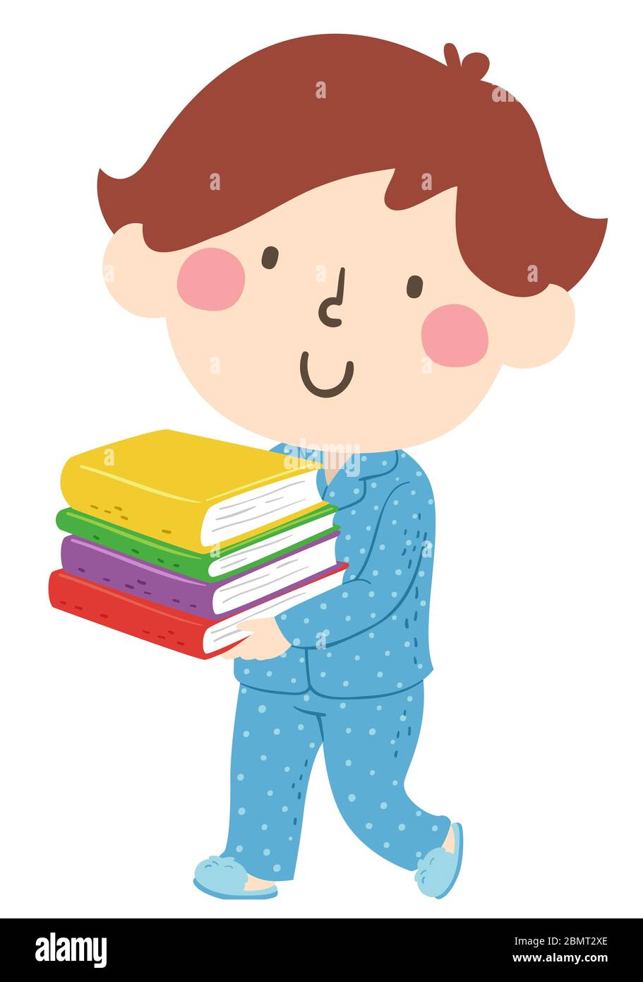 Kids In Pajamas Reading Clipart