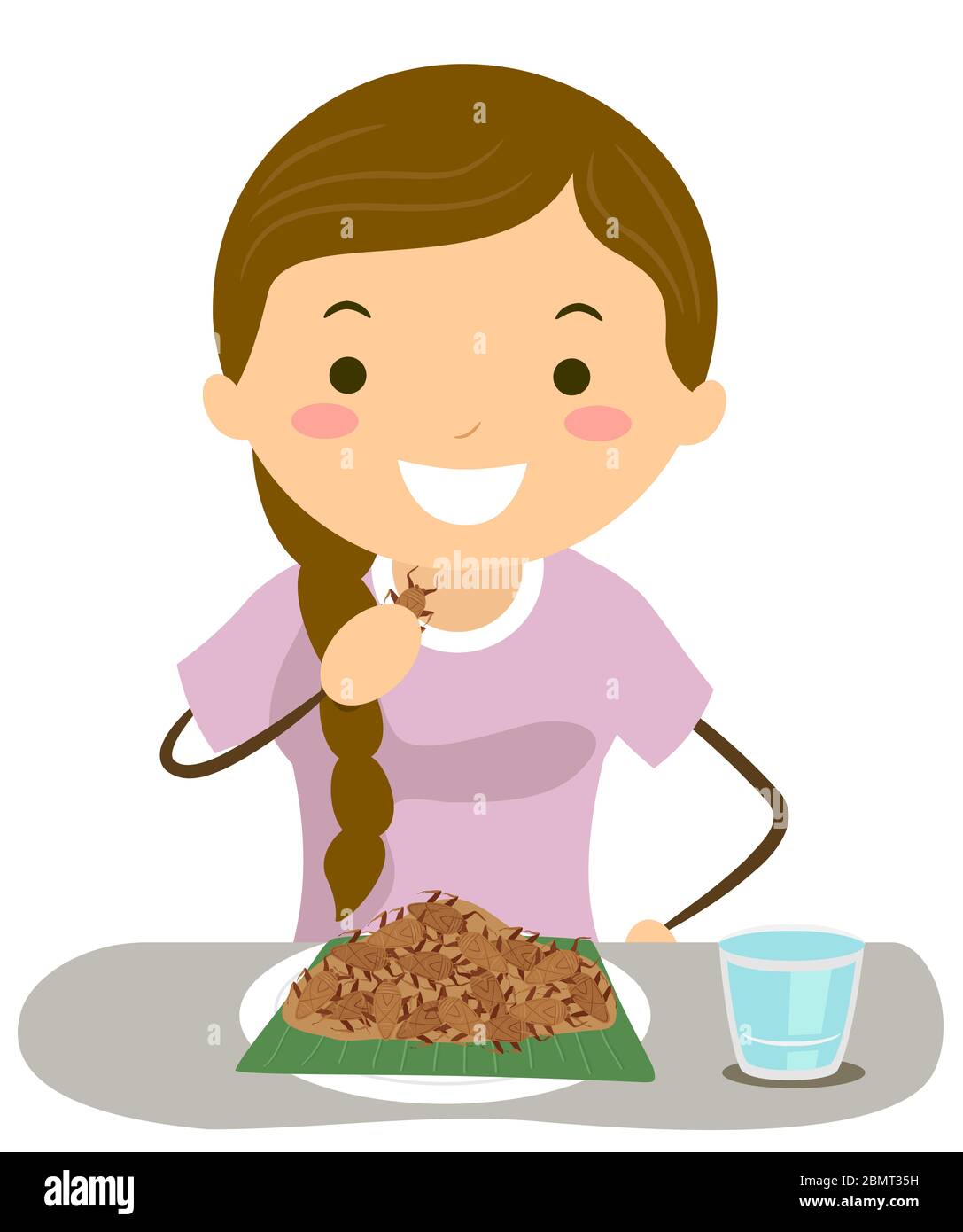 Illustration of a Stickman Teenage Girl Eating a Plate of Giant Water ...