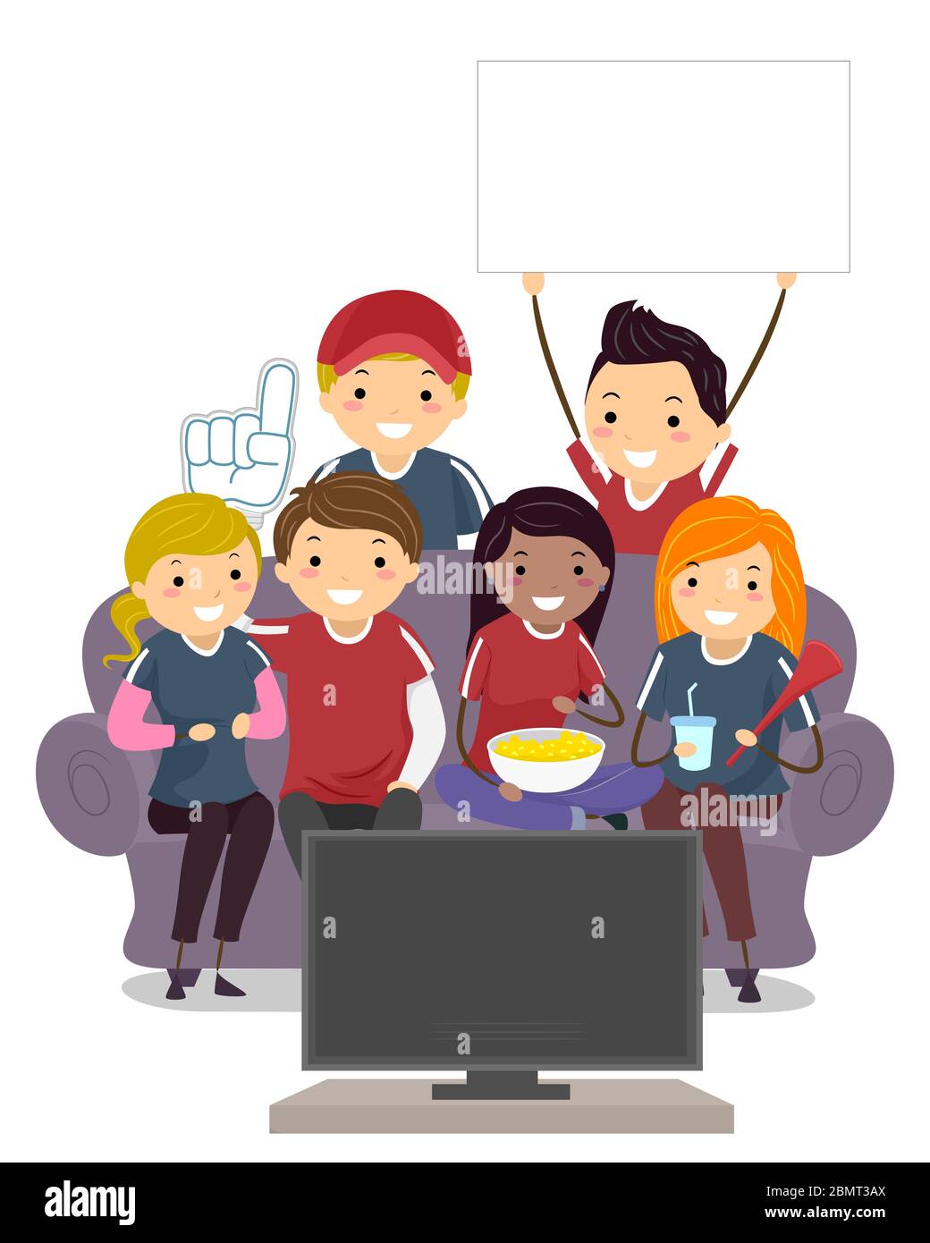 Illustration of Stickman Teenage Girls and Guys Watching Sports and ...