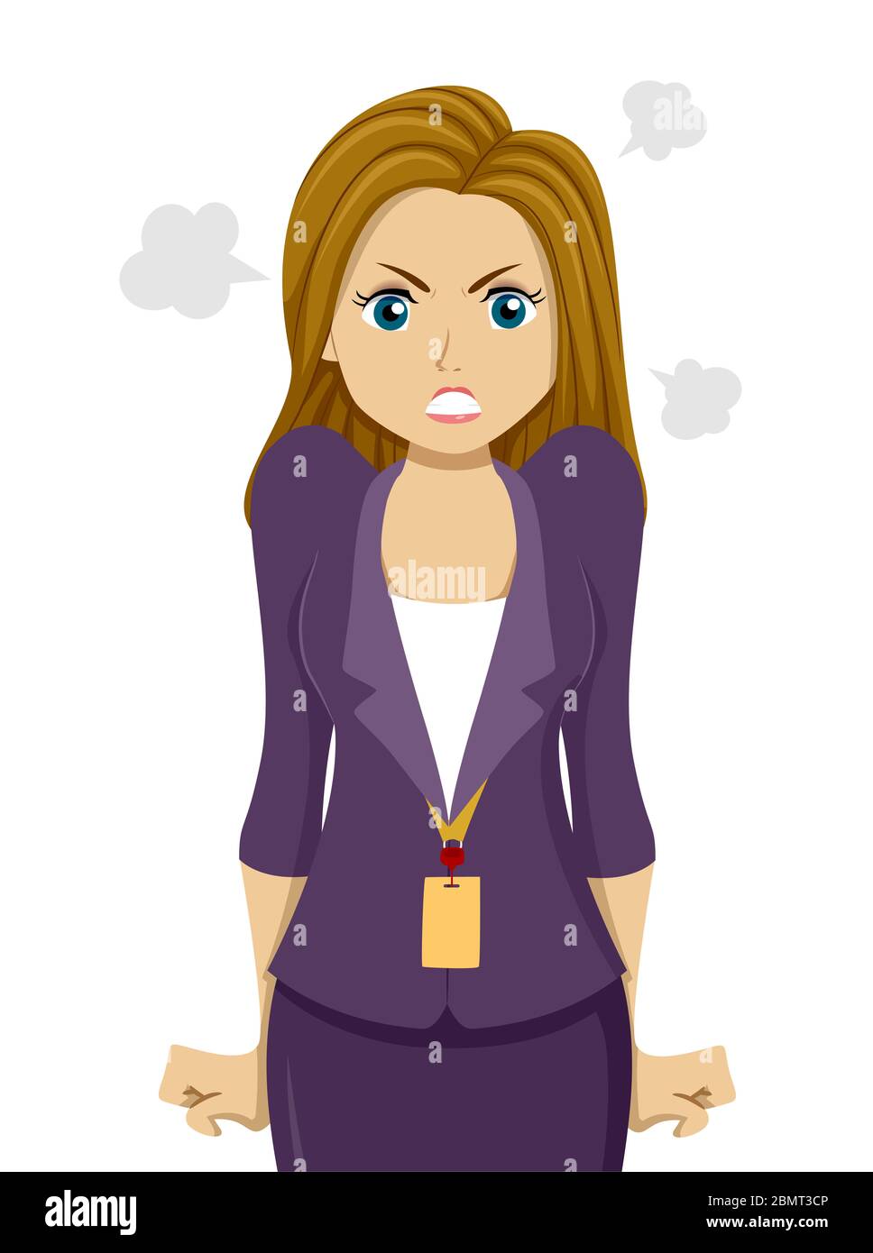 Illustration of an Angry Teenage Girl Wearing Intern ID Tag Stock Photo ...