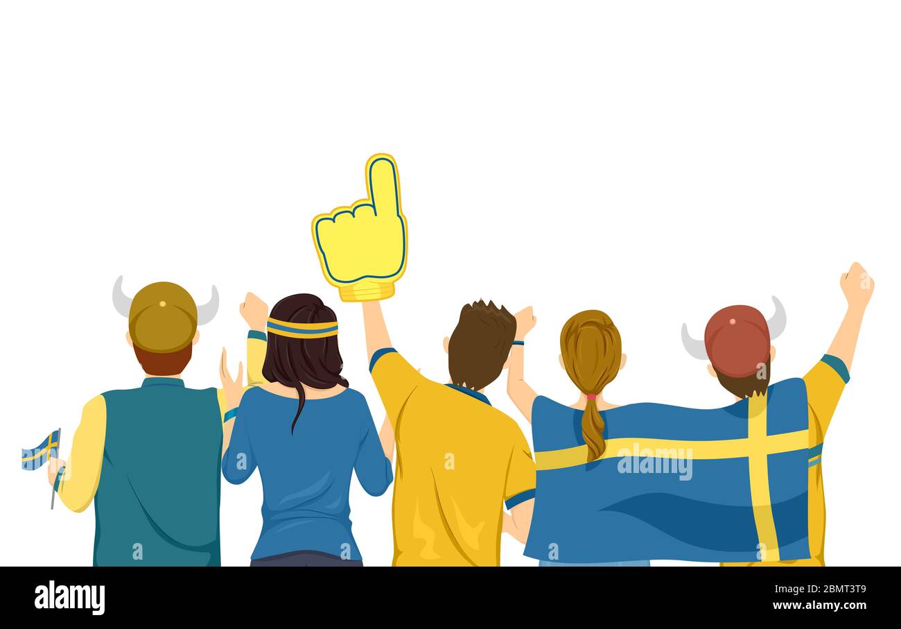 Illustration of Teenage Girls and Guys Wearing Sweden Flag and Vikings ...