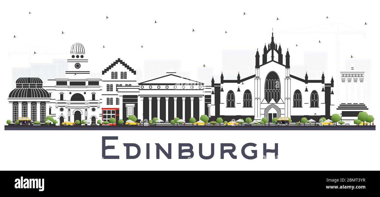 Edinburgh Scotland City Skyline with Color Buildings Isolated on White ...