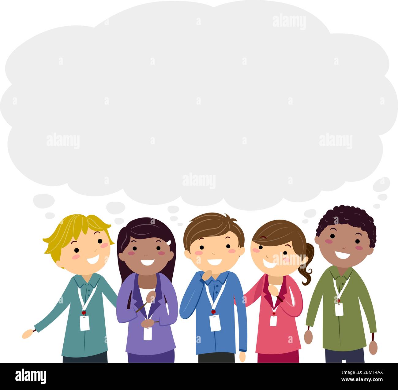 Illustration of Stickman Teenage Girls and Guys Intern Wearing ...