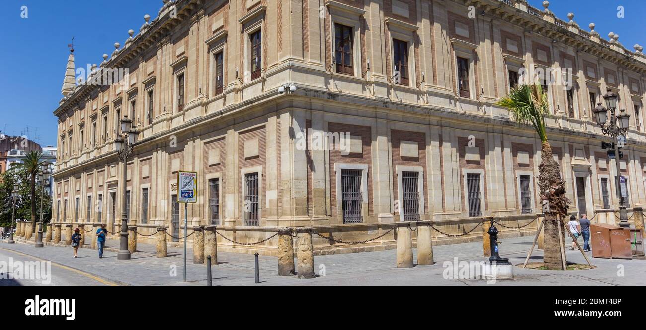 Panorama of the historic Archivo de Indias building in Sevilla, Spain ...