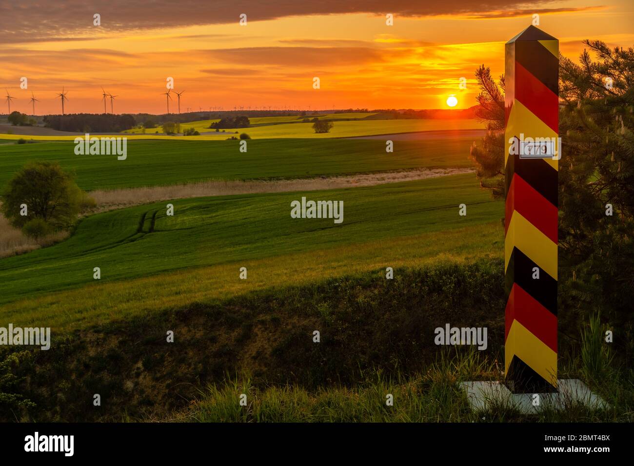 German border post during sunset Stock Photo - Alamy
