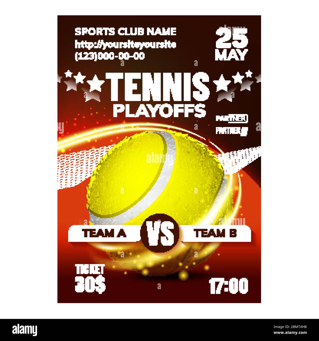 Tennis Sport Racquet Game Set Match Banner Vector Stock Vector Image ...