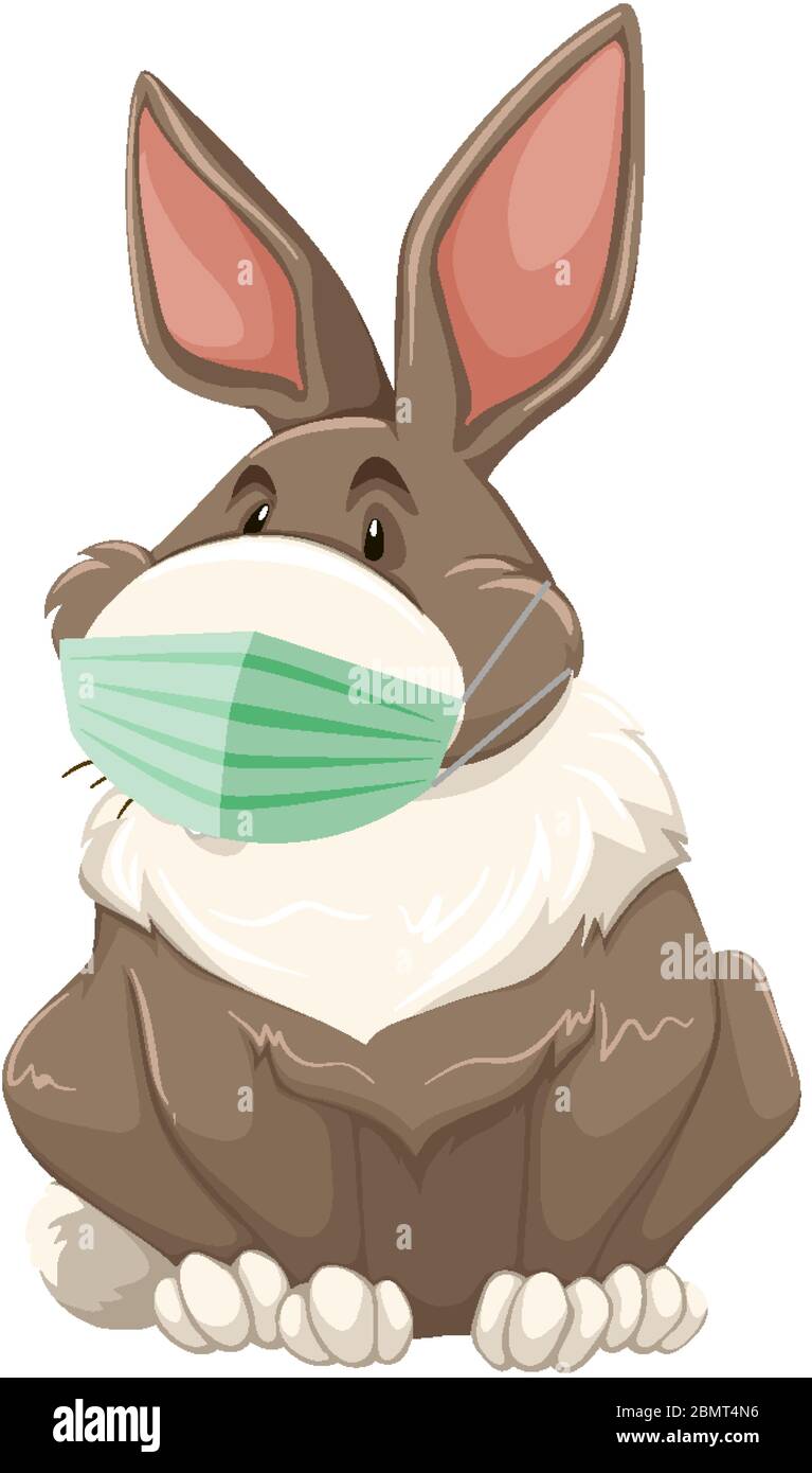 Rabbit cartoon character wearing mask illustration Stock Vector Image ...