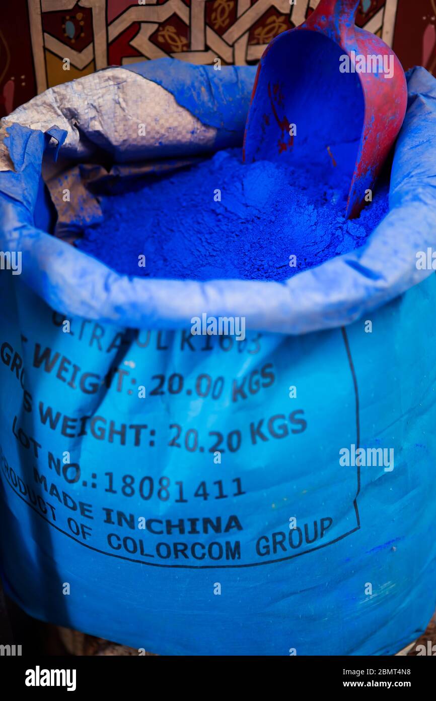 Blue pigment powder micro cobalt, Morocco Stock Photo - Alamy
