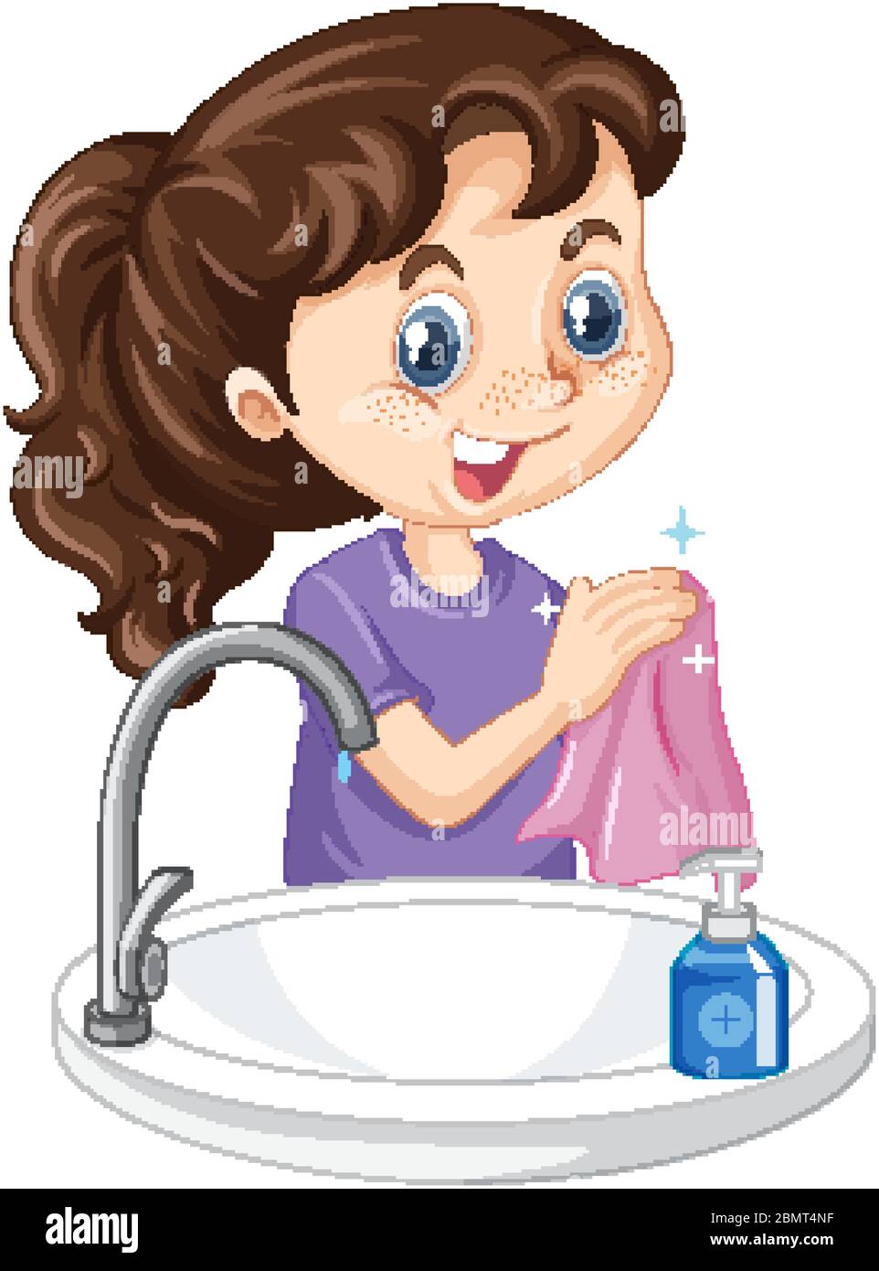 A girl cleaning hands illustration Stock Vector Image & Art - Alamy
