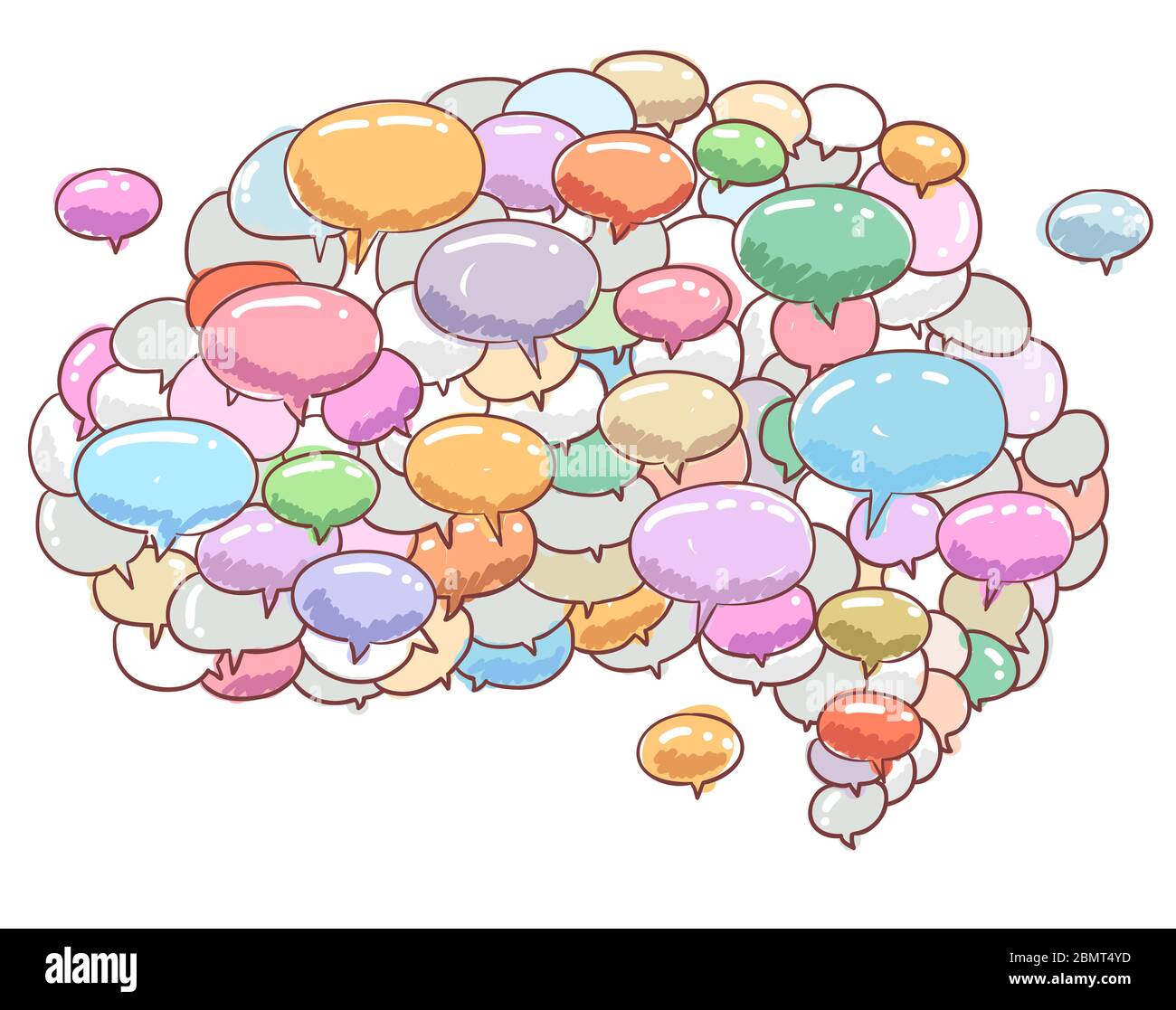 Illustration of Speech Bubbles Forming the Shape of a Brain Stock Photo ...
