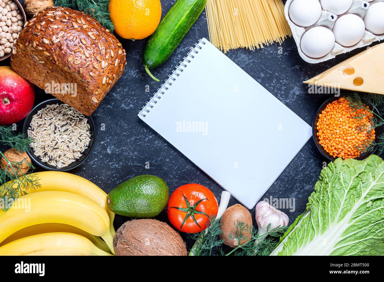 Conceptual image of healthy food balance menu with vegetables and ...