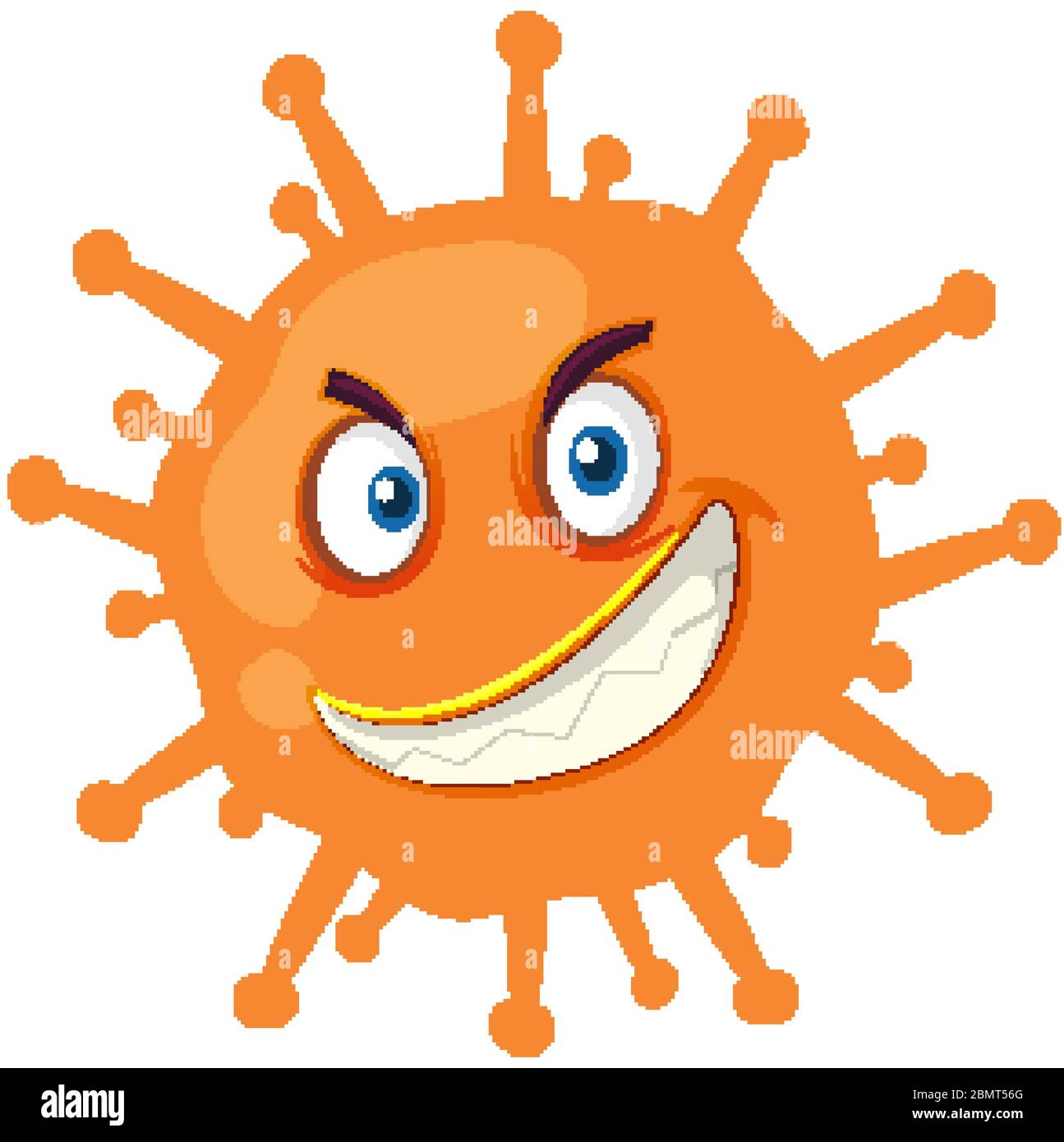 Single virus cell with scary face on white background illustration ...