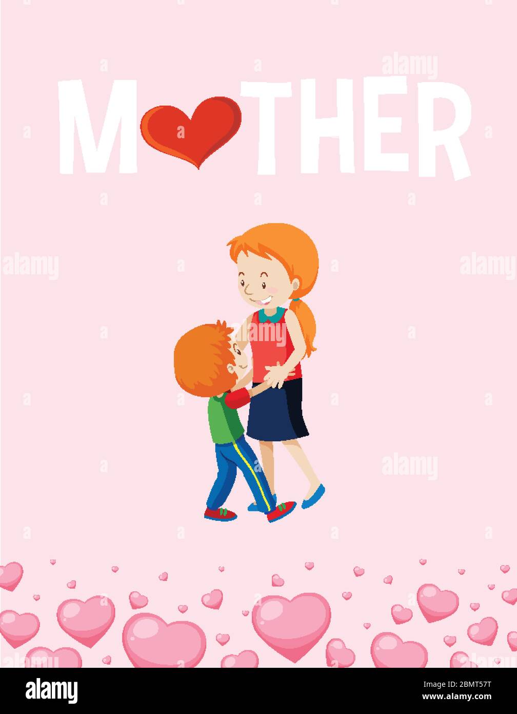 Happy mother day poster design with mom and kid illustration Stock ...