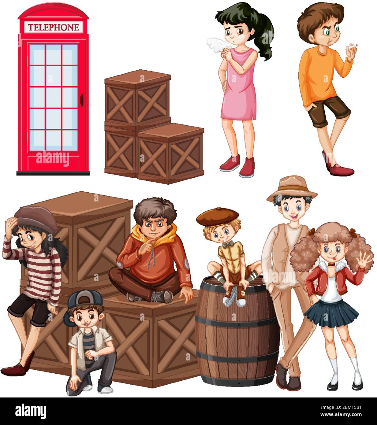 Teenager gang hanging out together illustration Stock Vector Image ...