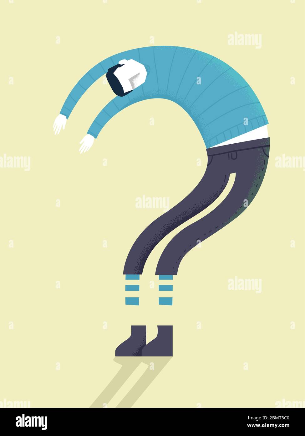 Illustration of a Man Positioning Himself as a Question Mark. Self ...