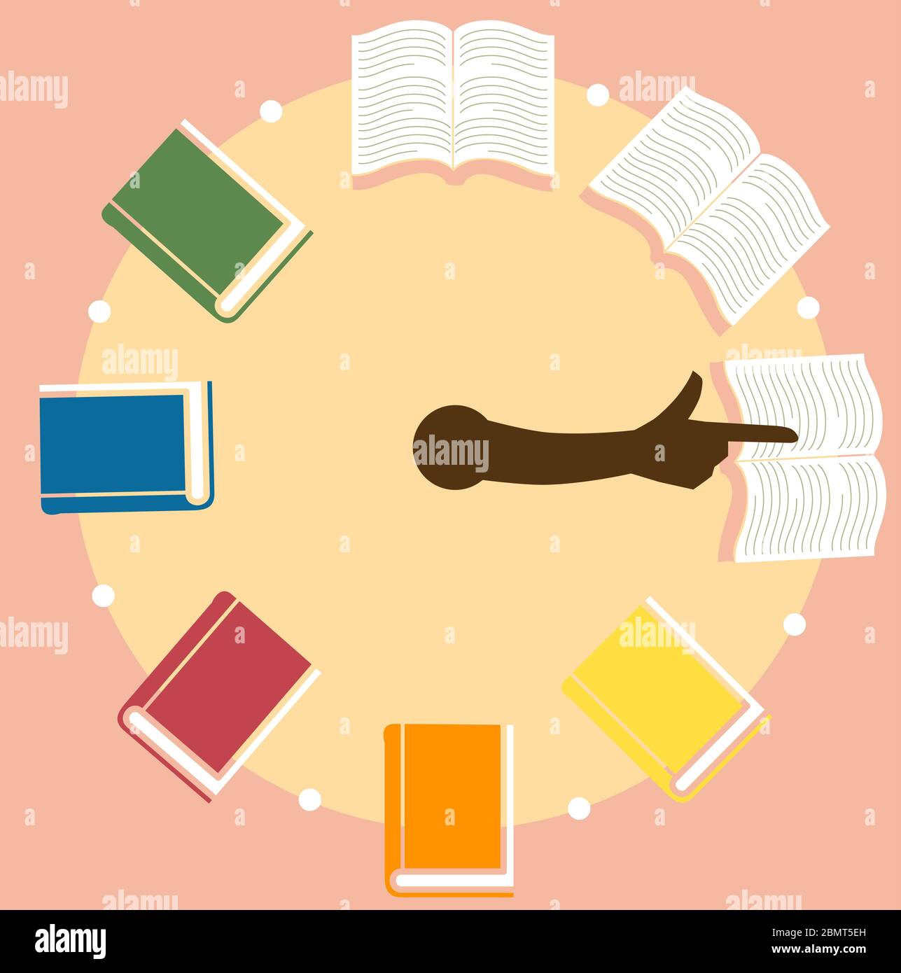 Illustration of a Timer with Hand Pointing to Open Books for Speed ...