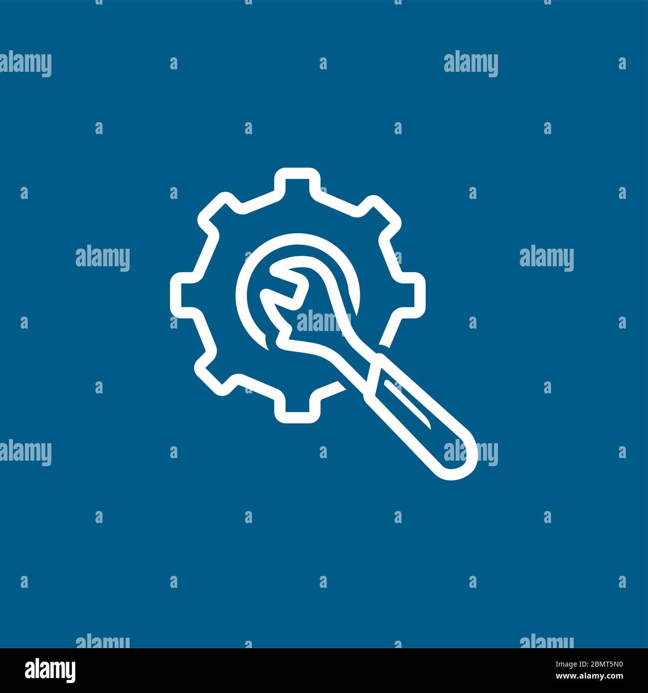 Service Tools Blue Line Icon On White Background. Blue Gear Wheel ...