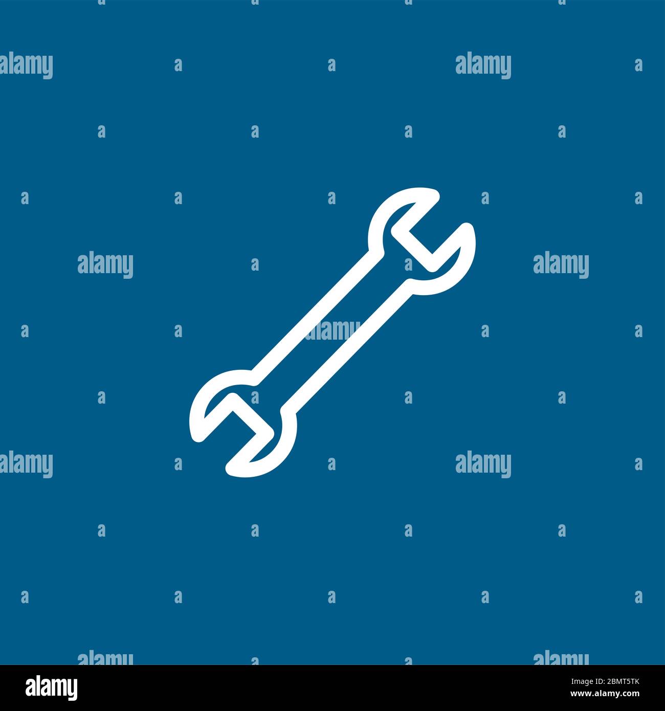 Wrench Line Blue Icon On White Background. Blue Flat Style Vector ...