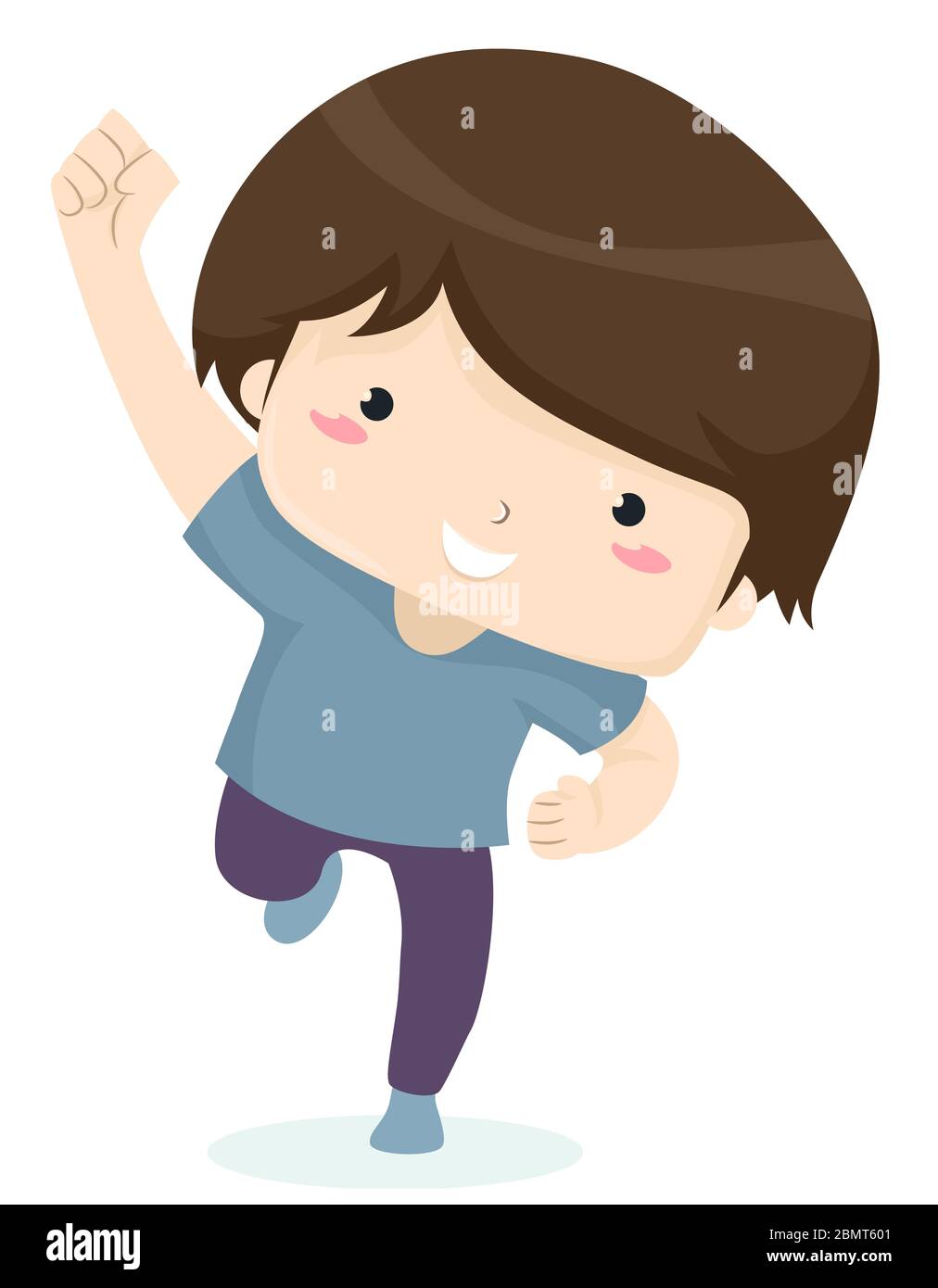 Illustration of an Eager Kid Boy with One Arm Up and Ready to Do ...