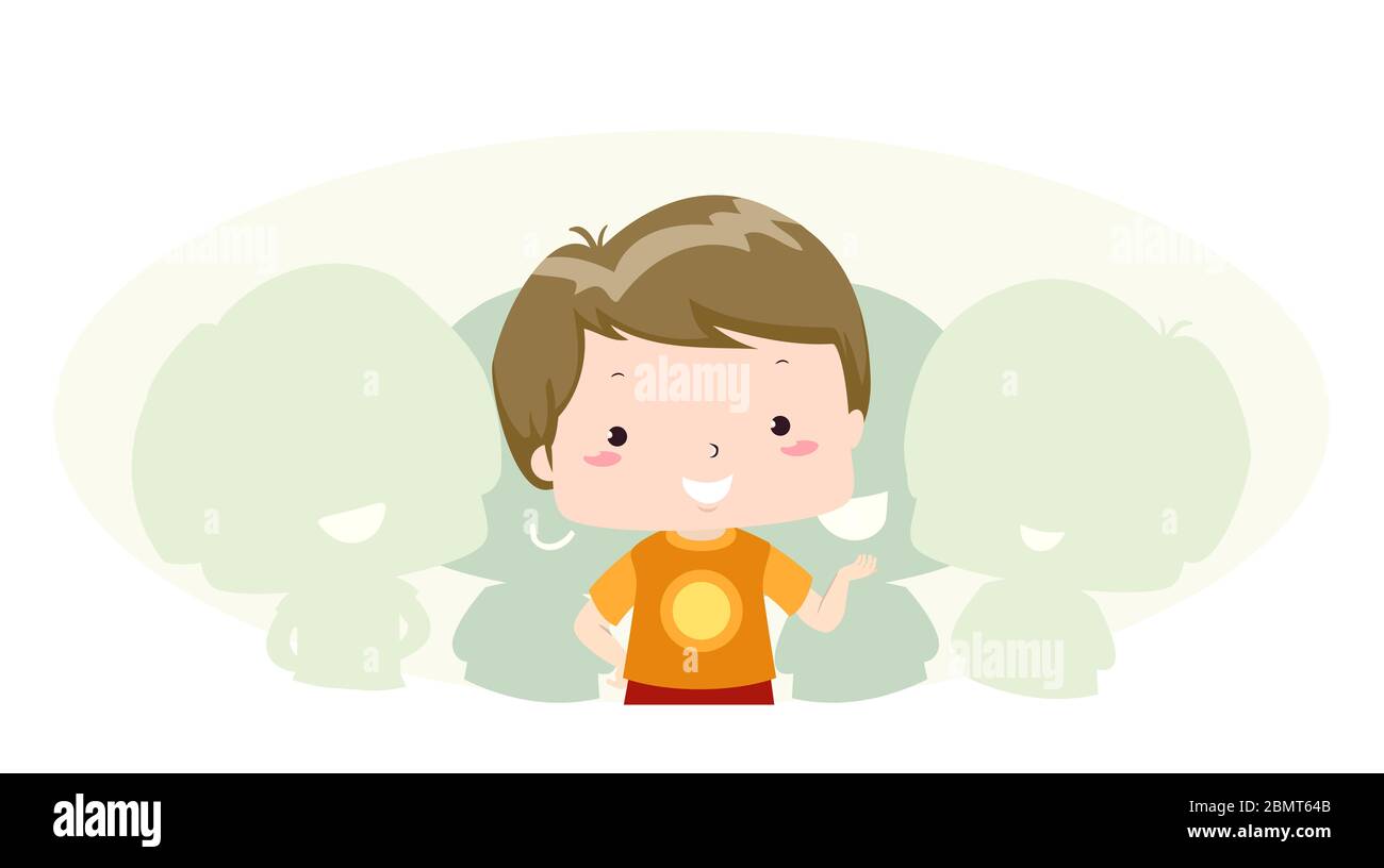 Illustration of a Kid Boy Being Witty and Talking to His Friends Stock ...