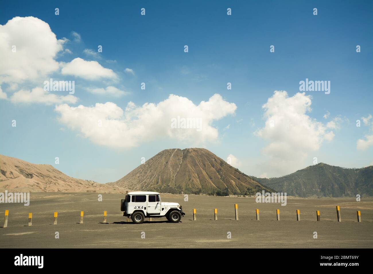 White off-road 4x4 adventure vehicle parking at sideway with the white ...